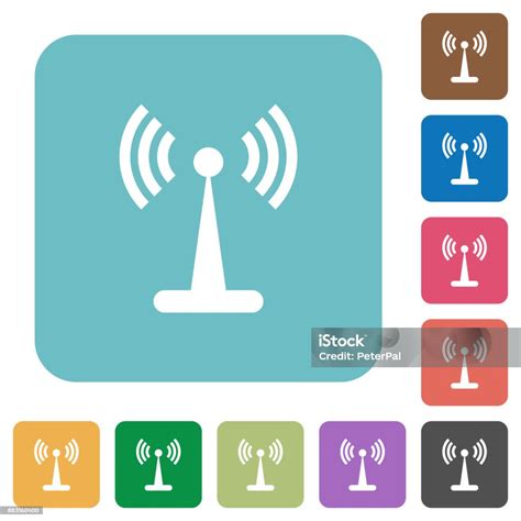 Wlan Network Rounded Square Flat Icons Stock Illustration Download