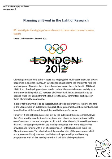 Btec Business Level 3 Unit 4 Managing An Event Assignment 2 Aim B