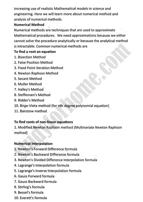 Definition And Formulae Introduction To Numerical Methods Mathematics 12th
