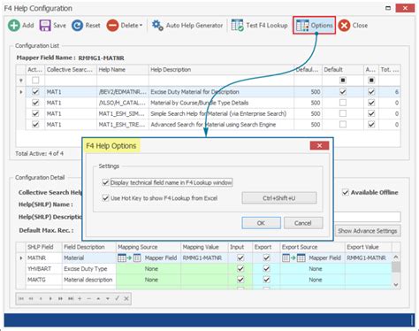 Configure F4 Help Lookup Process Runner