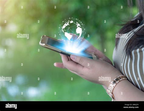 technology networking people and internet connected concept hand of