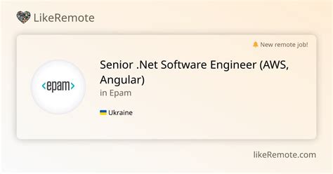 📩 Senior Net Software Engineer Aws Angular At 🏢 Epam 📍remote Job