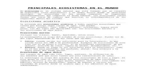 Principales Ecosistemas En El Mundo Docx Document
