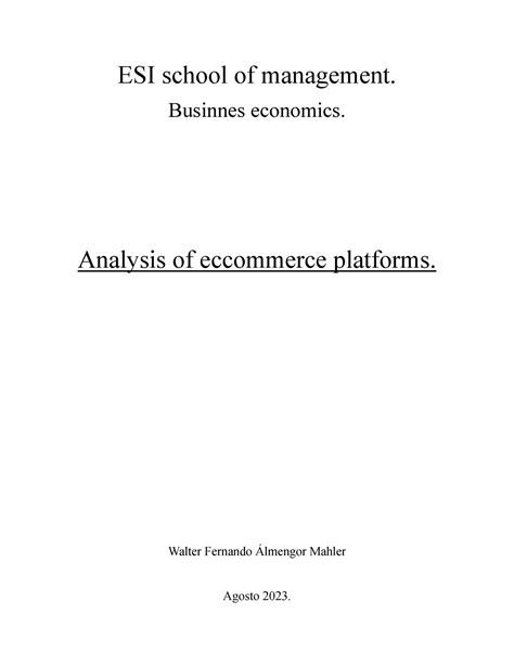 Analysis Of Eccommerce Platforms Esi School Of Management Businnes