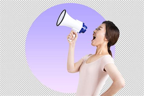 유토이미지 확성기로 외치는 여성 Png