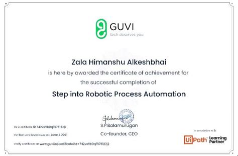 Uipath Guvi Geek Networks Iitm Research Park Completed Course Of