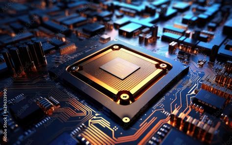 Shot Of Generic Printed Circuit Board With Microchips And Other
