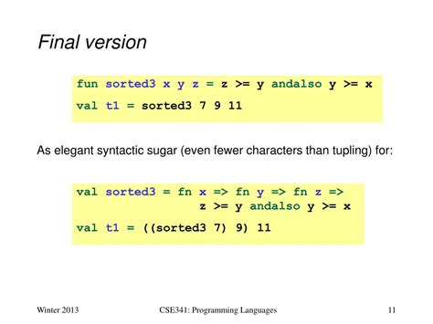 Ppt Cse341 Programming Languages Lecture 9 Function Closure Idioms