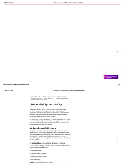 Embedded Systems Mcqs Mcqs On Embedded Systems Pdf
