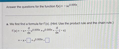 Solved Answer The Questions For The Function