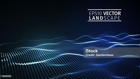 3d 빛나는 추상적 인 디지털 웨이브 입자 미래 지향적 인 그림입니다 Hud 요소입니다 기술 개념입니다 추상 파란색 배경입니다 0명에 대한 스톡 벡터 아트 및 기타 이미지