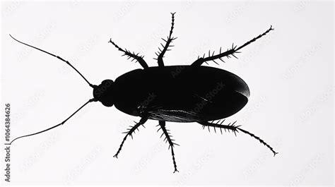 28a Detailed Silhouette Of A Cockroach As Seen From Above With All Six Legs Antennae And The