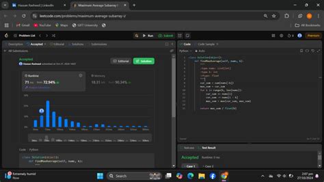 Hassan Rasheed On Linkedin 100daysofleetcode Maximumaveragesubarrayi Codingchallenge