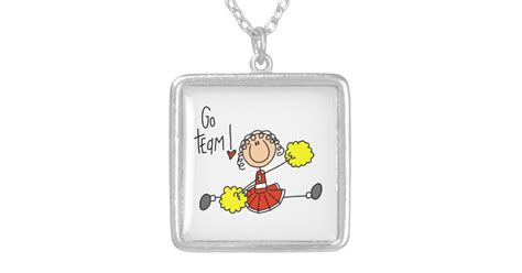 Red Go Team Cheerleader Silver Plated Necklace Zazzle