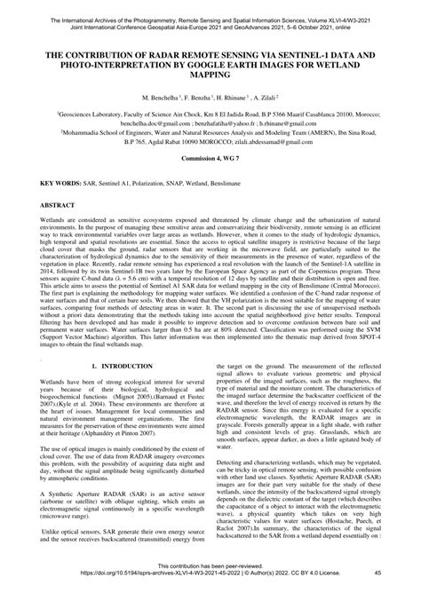 Pdf The Contribution Of Radar Remote Sensing Via Sentinel 1 Data And Photo Interpretation By