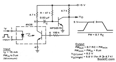 Optocoupler That Is Used As A Pulse Stretcher Control Circuit Circuit Diagram SeekIC