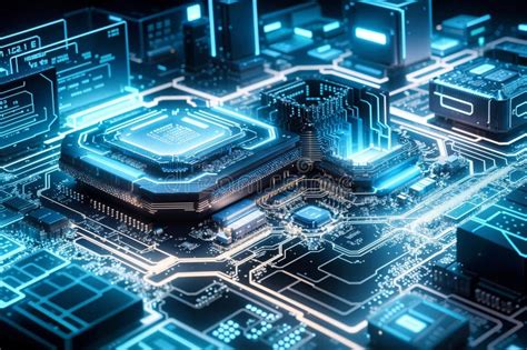 Close Up View Of A Modern Gpu Card With Circuit And Connections 3d Rendering Stock Illustration