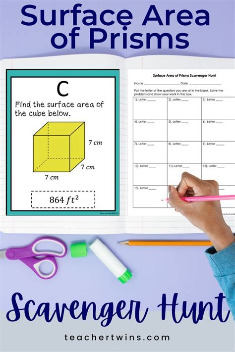 Surface Area Of Prisms Scavenger Hunt Scavenger Hunt Middle School Geometry Activities