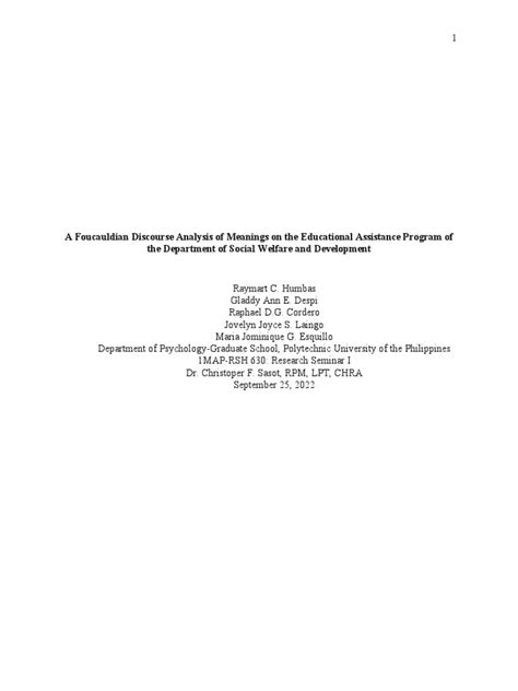 A Foucauldian Discourse Analysis Of Meanings On The Educational