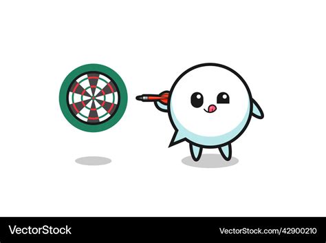Cute Speech Bubble Is Playing Dart Royalty Free Vector Image