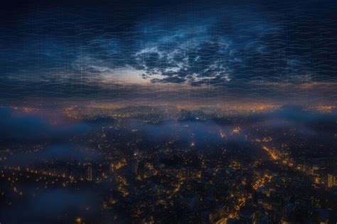 Premium Photo Binary Towers In A Luminous Data Landscape Generative Ia