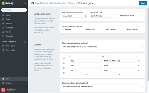 Size Matters Hassle Free Size Charts Ecommerce Plugins For Online Stores Shopify App Store