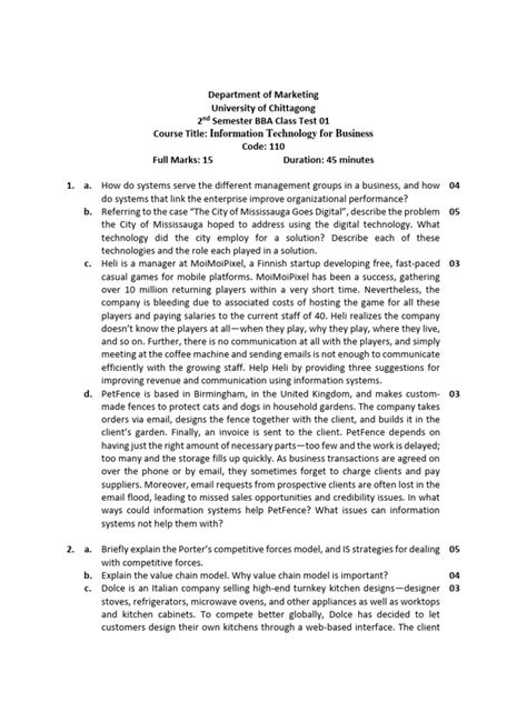 it class test pdf