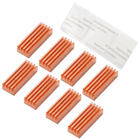 8 Pcs 22mm X 8mm X 5mm Self Adhesive Copper Memory Cooler Heat For Ddr Ddr3