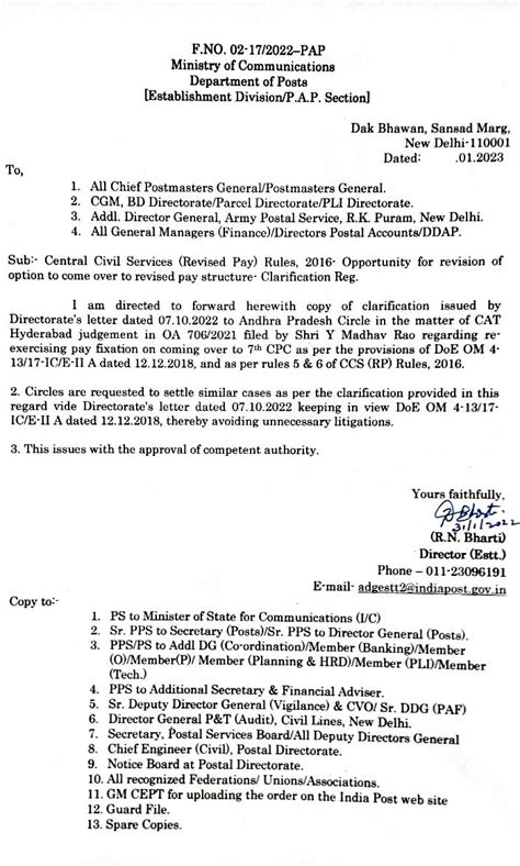 7th Cpc Switch Over Clarification To All Circles Based On Cat Case With