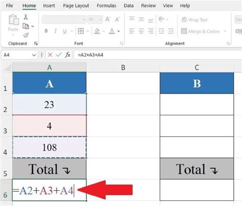 how to perform addition in excel