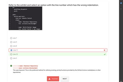 Github Actions Certification Course MCQ Question LAB Refer To The Exhibit And Select An