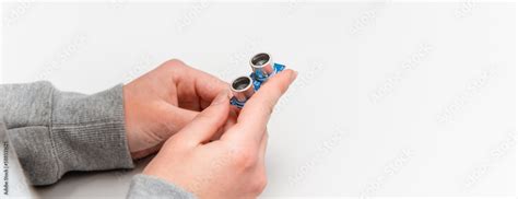 Student Girl Hand Learning To Program Robot Ultrasonic Distance Sensors Facing Arduino Nano