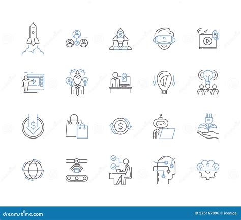 Innovation Startup Outline Icons Collection Innovative Startup Novel