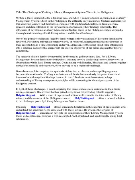 Library Management System Thesis In The Philippines Pdf Libraries Databases
