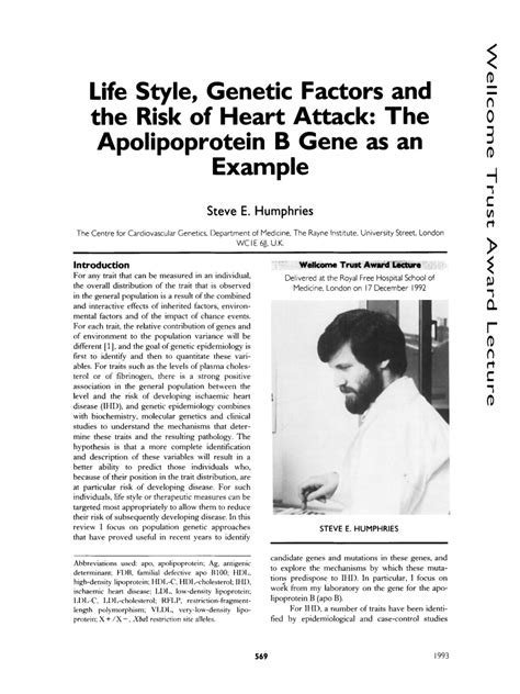 Pdf Life Style Genetic Factors And The Risk Of Heart Attack The Apolipoprotein B Gene As An