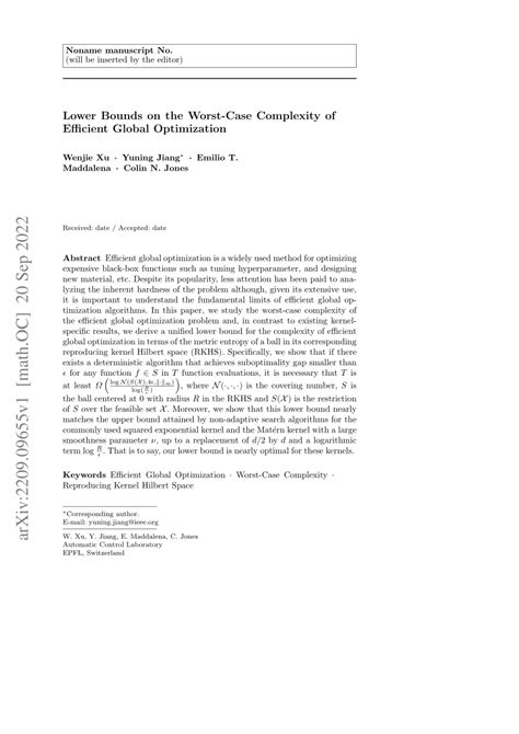 pdf lower bounds on the worst case complexity of efficient global