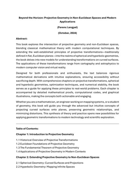 Pdf Beyond The Horizon Projective Geometry In Non Euclidean Spaces And Modern Applications