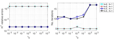 influence of the penalty parameter γ 0 on the h 1 relative errors
