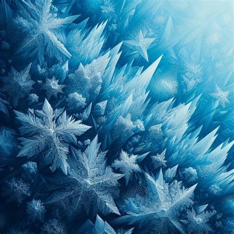 Realistic Crystal Ice Texture Background With Frost Patterns Premium