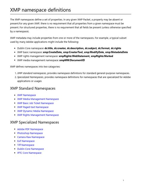 Xmp Namespace Definitions Pdf Exposure Photography Film Speed
