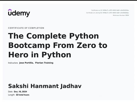 Sakshi Jadhav On Linkedin I Have Completed An Advanced Python Course