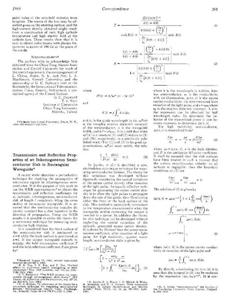 Pdf Transmission And Reflection Properties Of An Inhomogeneous