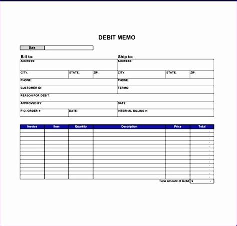Debit Note Excel Template Excel Templates Notes Template Memo Template Images