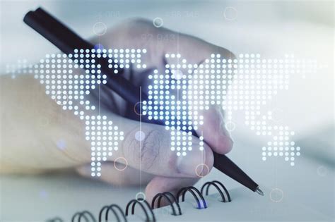 premium photo abstract creative digital world map and man hand