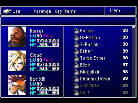 Menu Final Fantasy Vii Final Fantasy Wiki Fandom Powered By Wikia