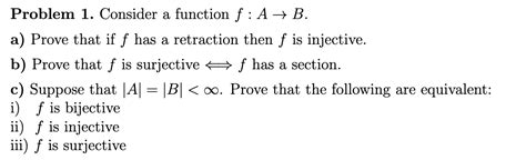 solved consider a function f a→b a prove that if f has a