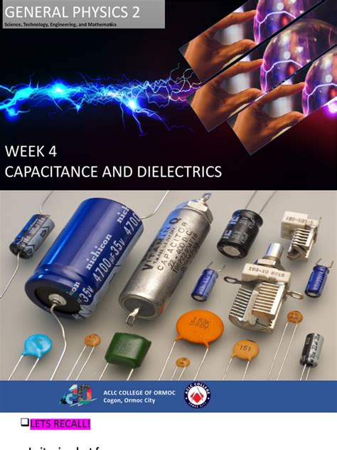 Week 3 Capacitance And The Dielectrics Pdf Capacitor Capacitance