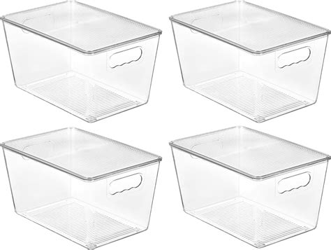 Vtopmart 4 Pack Clear Stackable Storage Bins With Lids