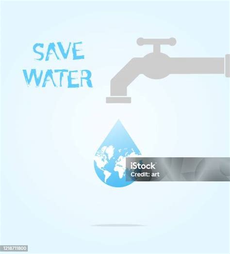 물 방울은 물 수돗물에서 떨어지고 낙하에 세계의지도가있다 물 텍스트 저장 벡터 그림 개발에 대한 스톡 벡터 아트 및 기타 이미지 개발 깨끗한 낮 Istock