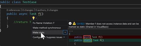 ca1822 code fix strips the async keyword · issue 2888 · dotnet roslyn